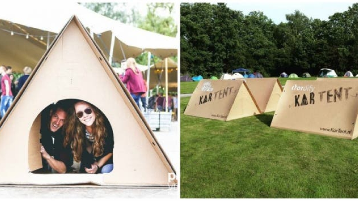Here's a new concept in fully recyclable cardboard festival tents ...